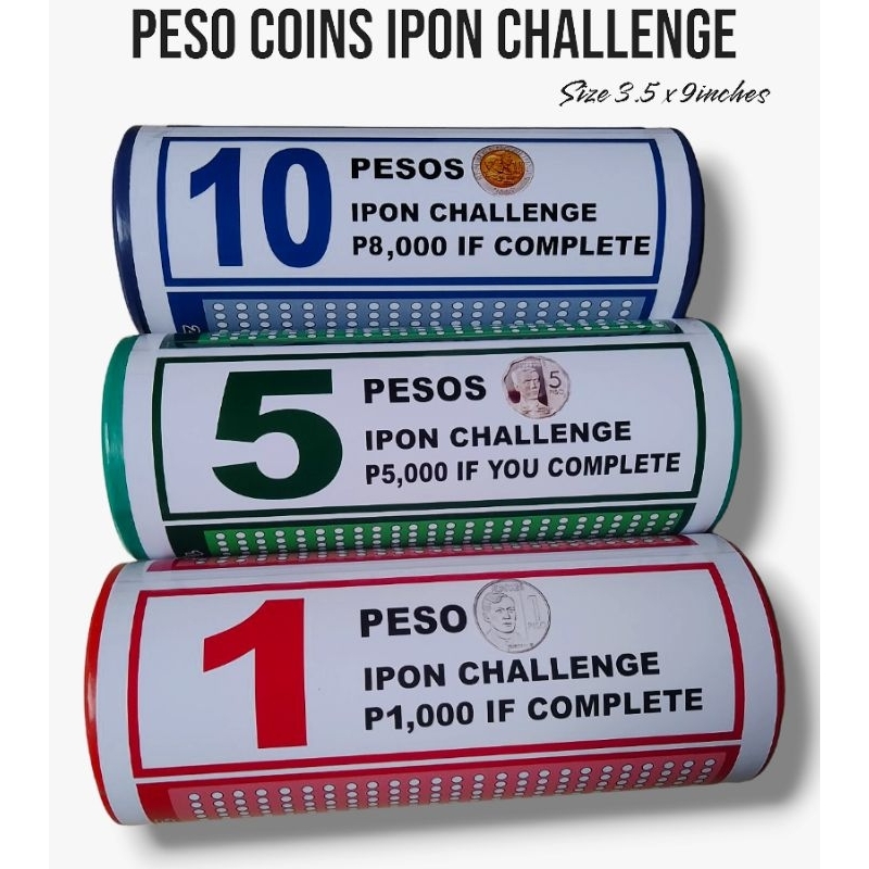 MDS Peso Coins Ipon Challenge Alkansya 9inches Coinbank ( 1 5 10 ...
