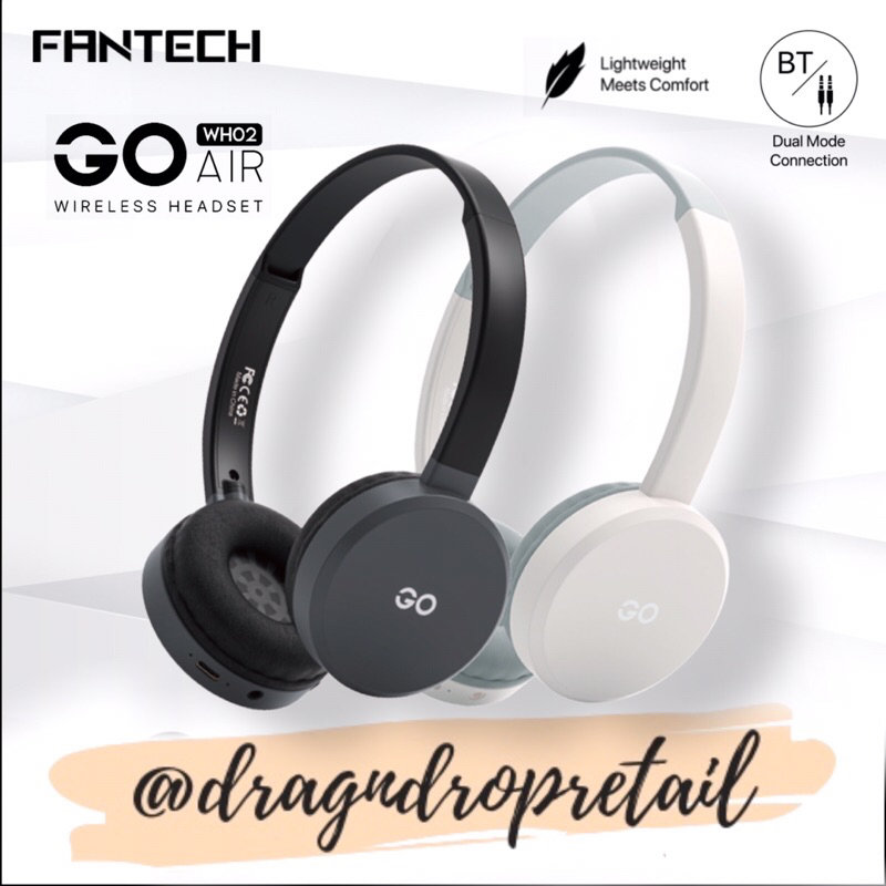 FANTECH WH02 GO Air Bluetooth 5.0 Wireless Headphone Dual Connection ...