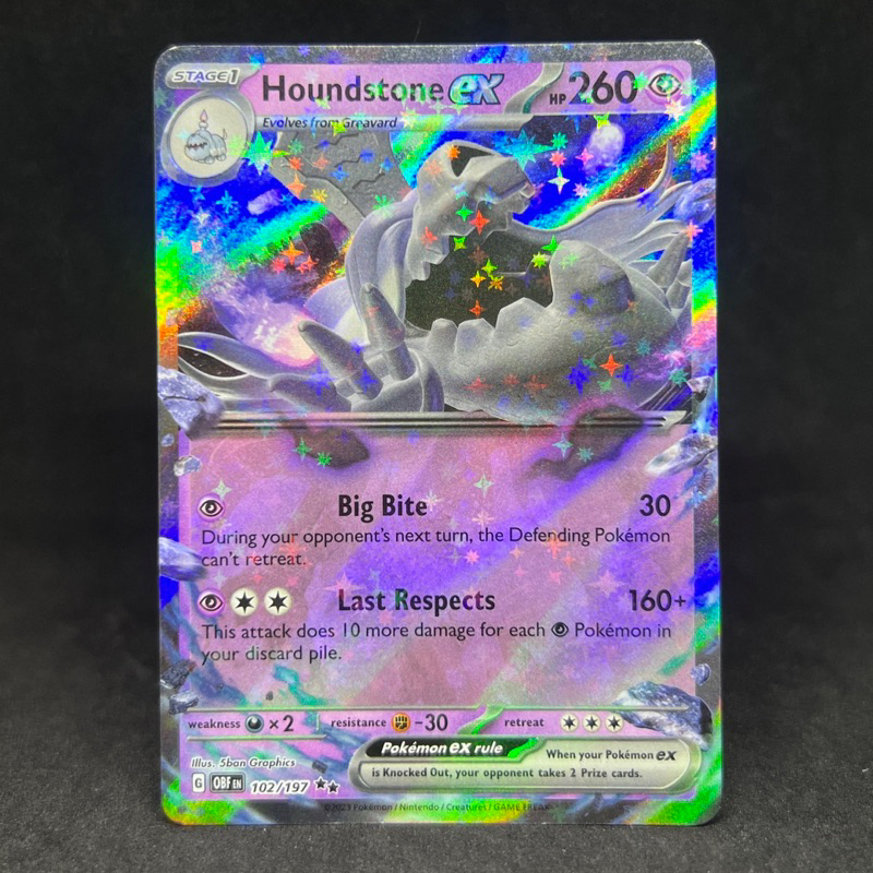Pokemon TCG Houndstone ex Ultra Rare 102/197 2023 Scarlet & Violet ...