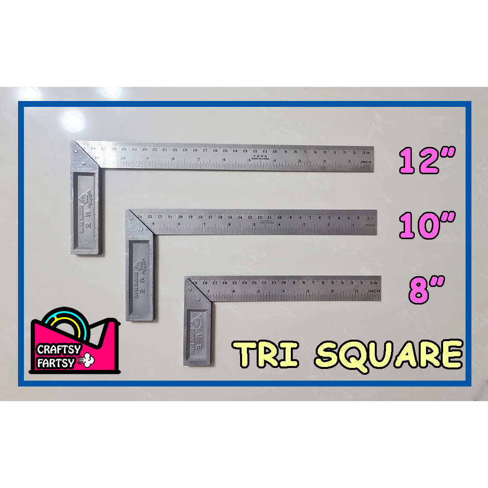 (PER PIECE) L-Square 6 8" 10" 12" /Squala Steel Ruler /L Square Angle ...