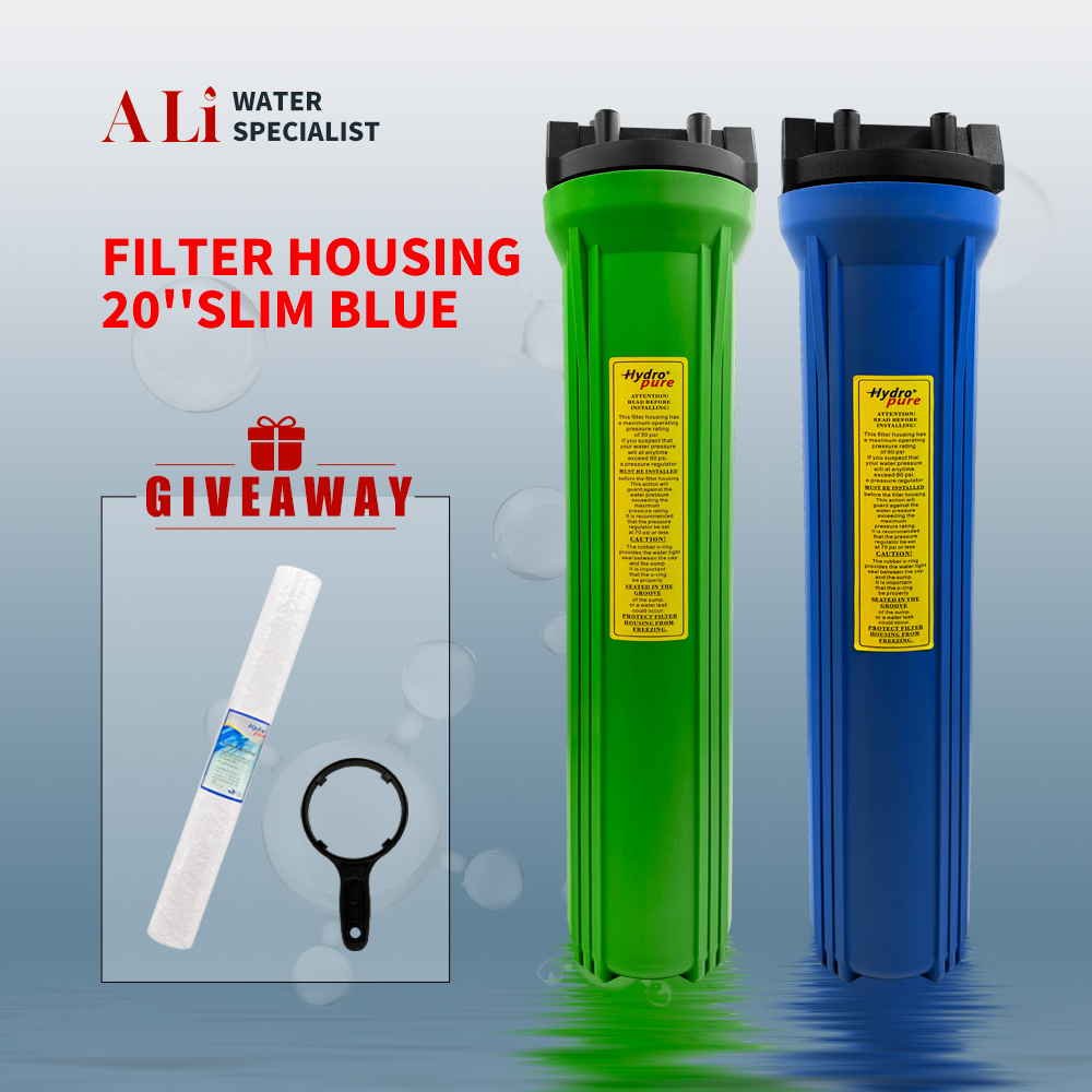 Hydropure Filter Housing 20"SL Slim Blue Green W/Bracket & Spanner with ...