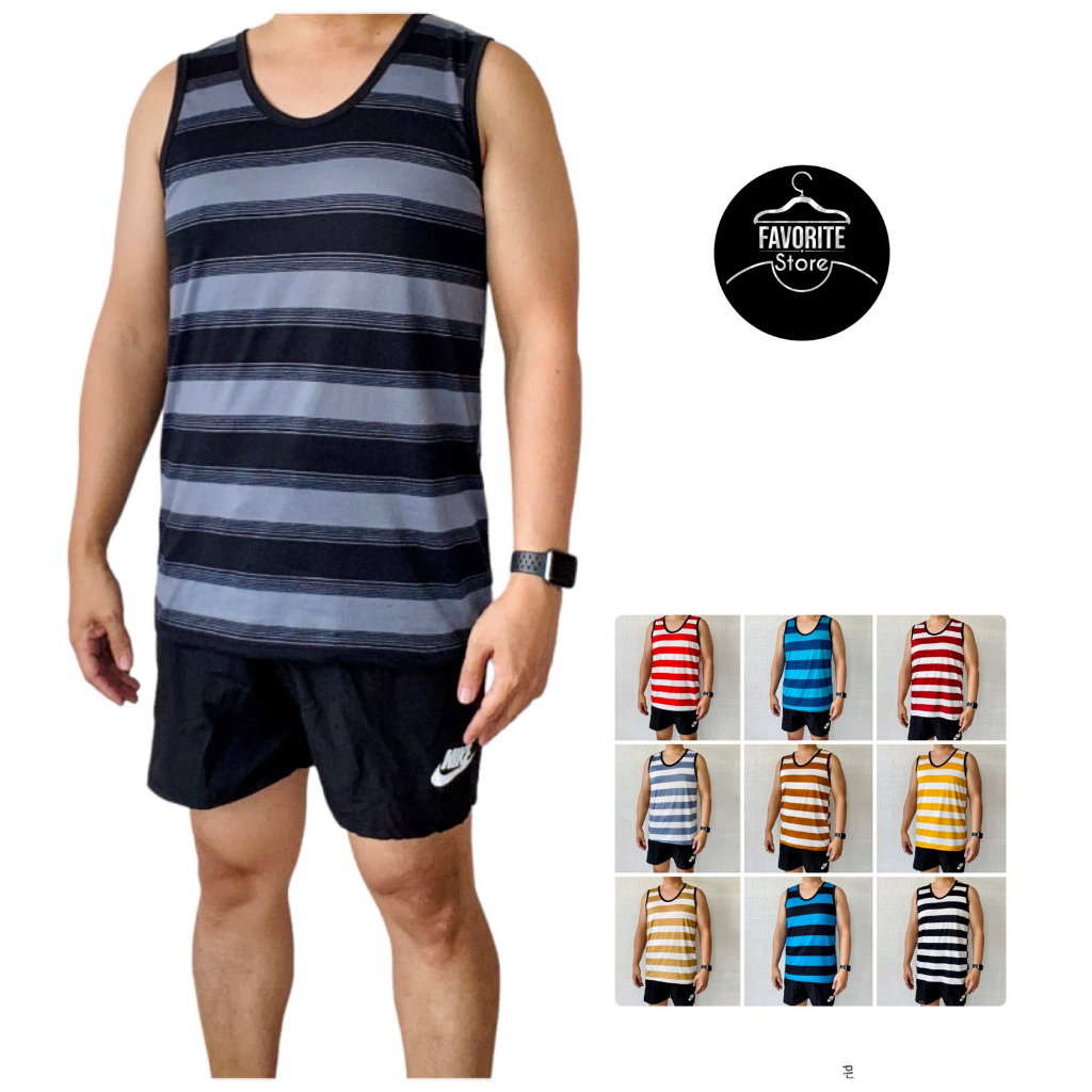 Mens Sando Pambahay Stripes Cotton Spandex Assorted. Colors | Shopee ...