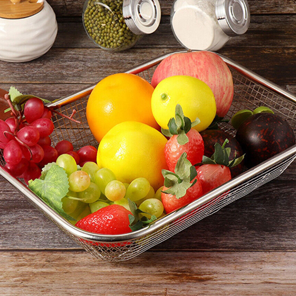 Romax Rectangular Wire Mesh Colander Stainless Strainer Drainer Basket ...