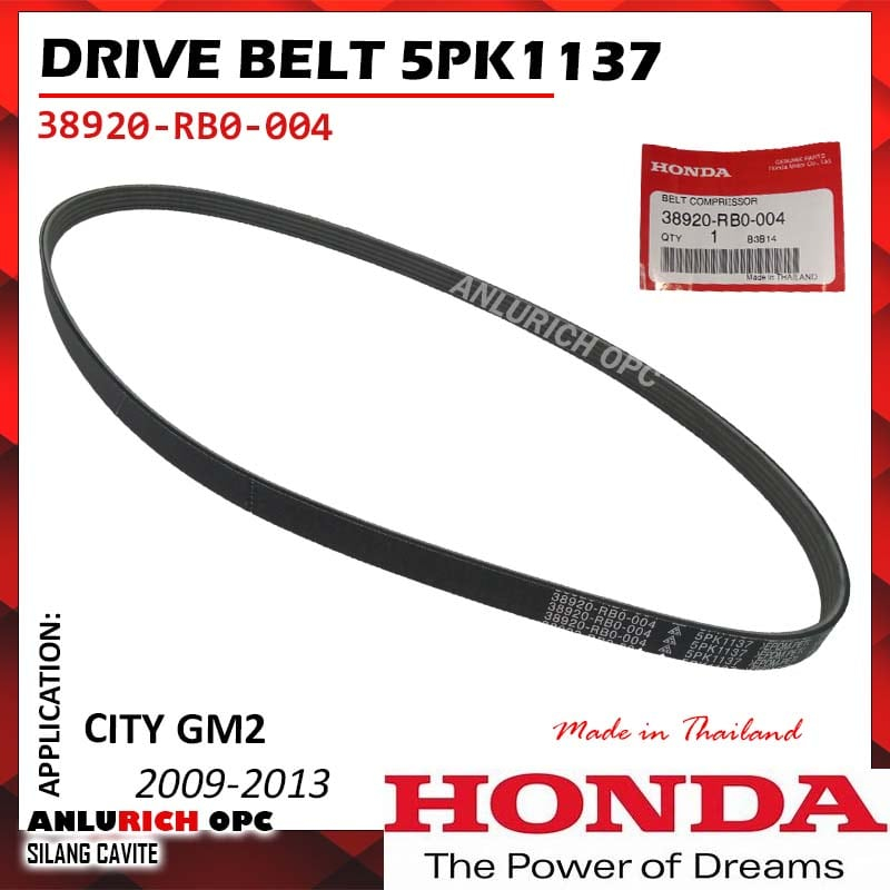 HONDA GENUINE DRIVE BELT 5PK1137 for HONDA CITY GM2 2009-2013 pn: 38920 ...