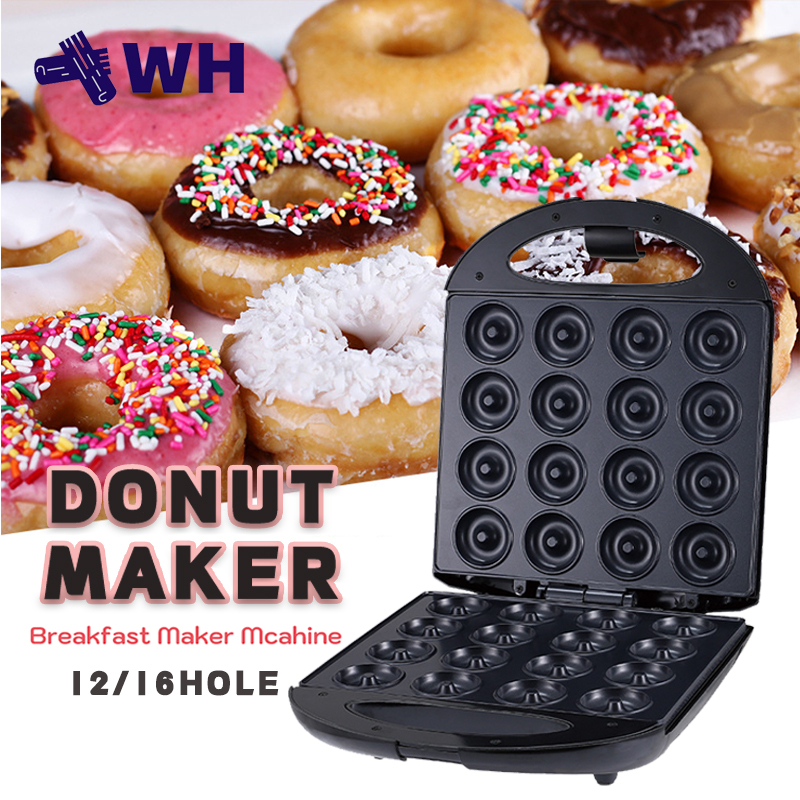 12/16 Holes Mini Donut Maker Machine Double Sided Heating Doughnut ...