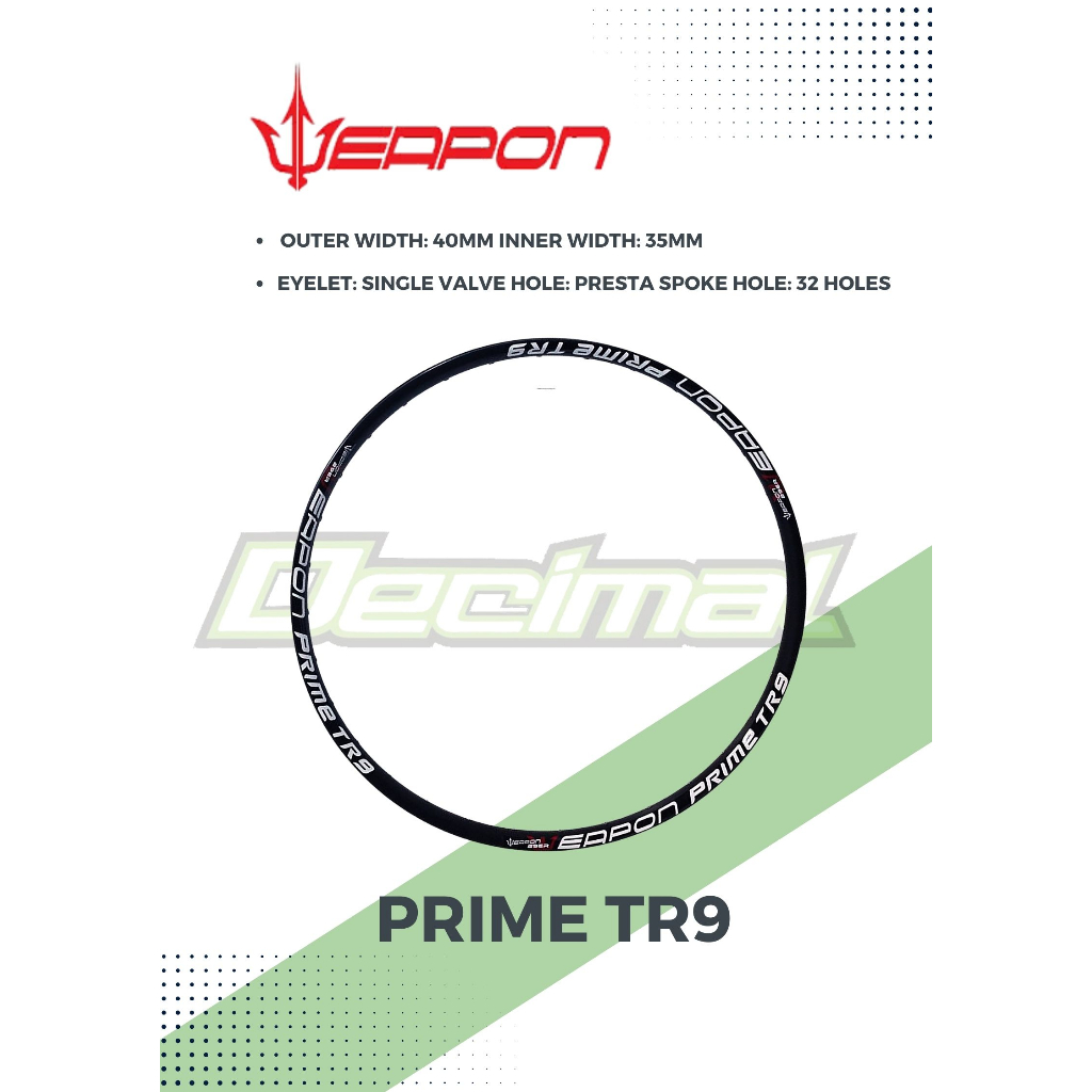 Weapon Prime Rims for MTB Tubeless Ready ( SOLD PER PC. ) | Shopee ...