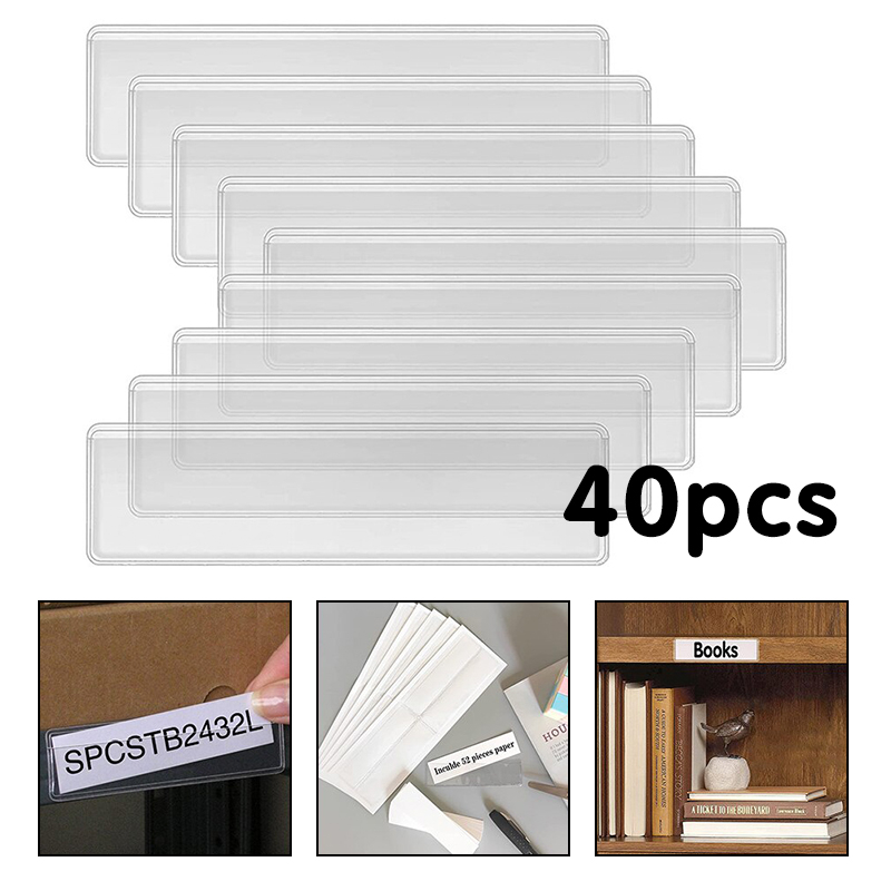 40pcs Self Adhesive Label Holder Clear Shelf Tag Shelf for Supermarket ...