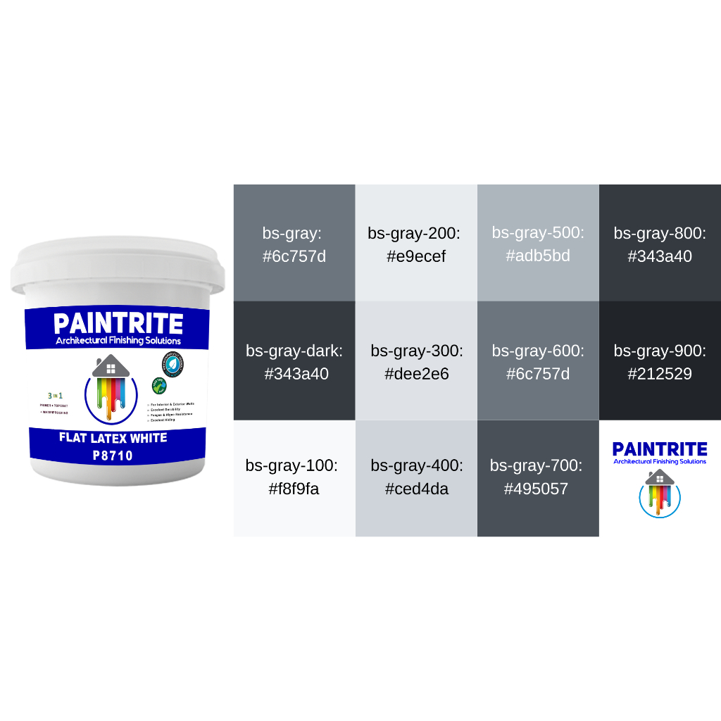 Paintrite Flat Latex Gray Color Palette Variation Paint 4L | Shopee ...