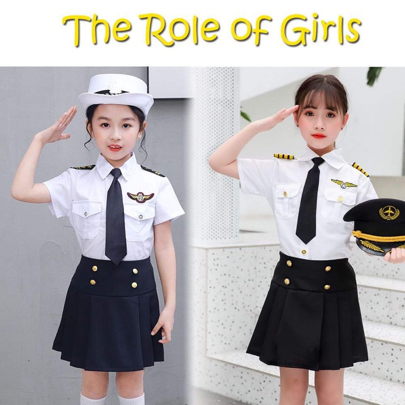 New career pilot seaman girl costume for kids 3-10yrs | Shopee Philippines