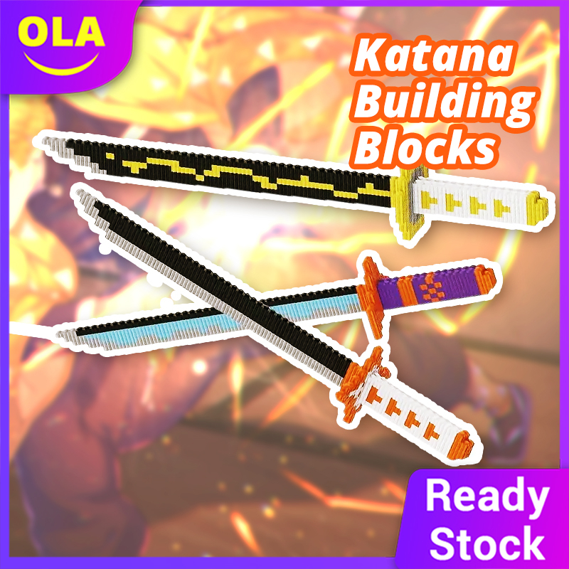 480pcs Building Blocks Sword Anime Zoro Demon Slayer Swords Samurai ...