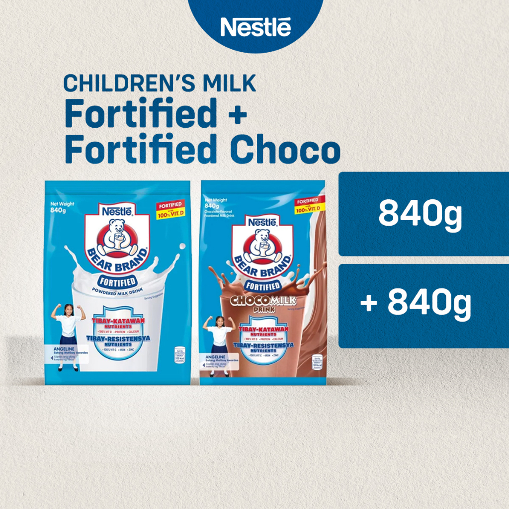 Bear Brand Fortified Powdered Milk Drink 840g and Choco Powdered Milk ...