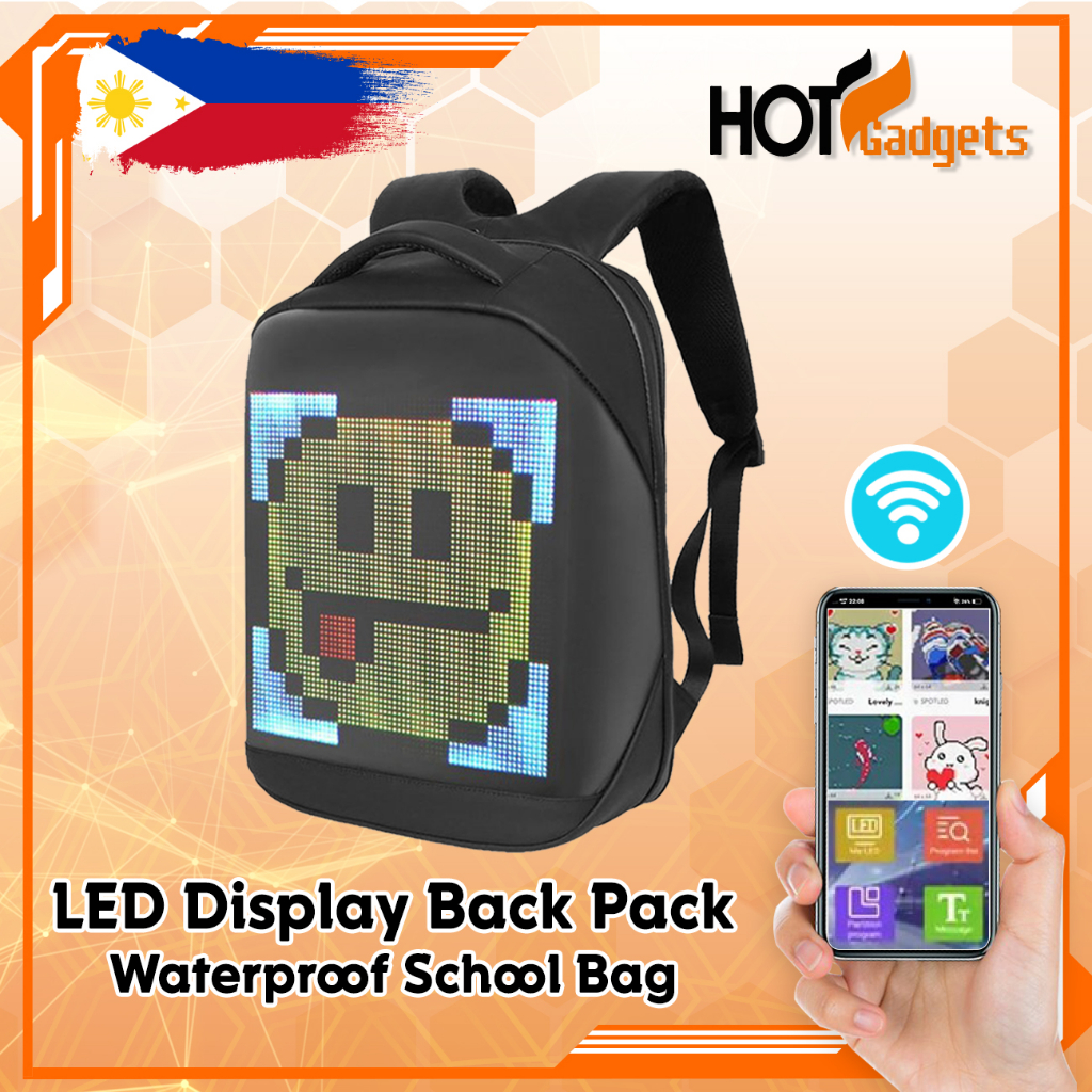 LED Display Back Pack Waterproof School Bag | Shopee Philippines