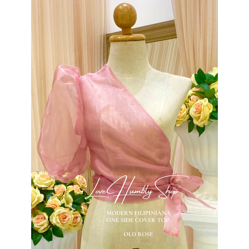 MODERN FILIPINIANA ONE SIDE COVER TOP | Shopee Philippines
