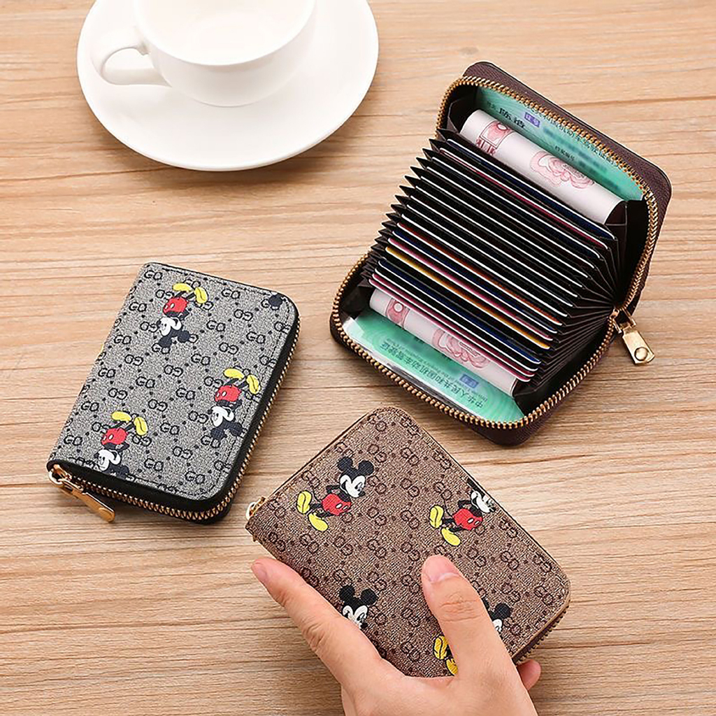 Plaid floral lacquer edge 11 card organ bag large capacity business ...