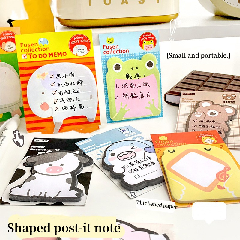 30 thickened cartoon shape post-it notes cute animal notes student gift ...