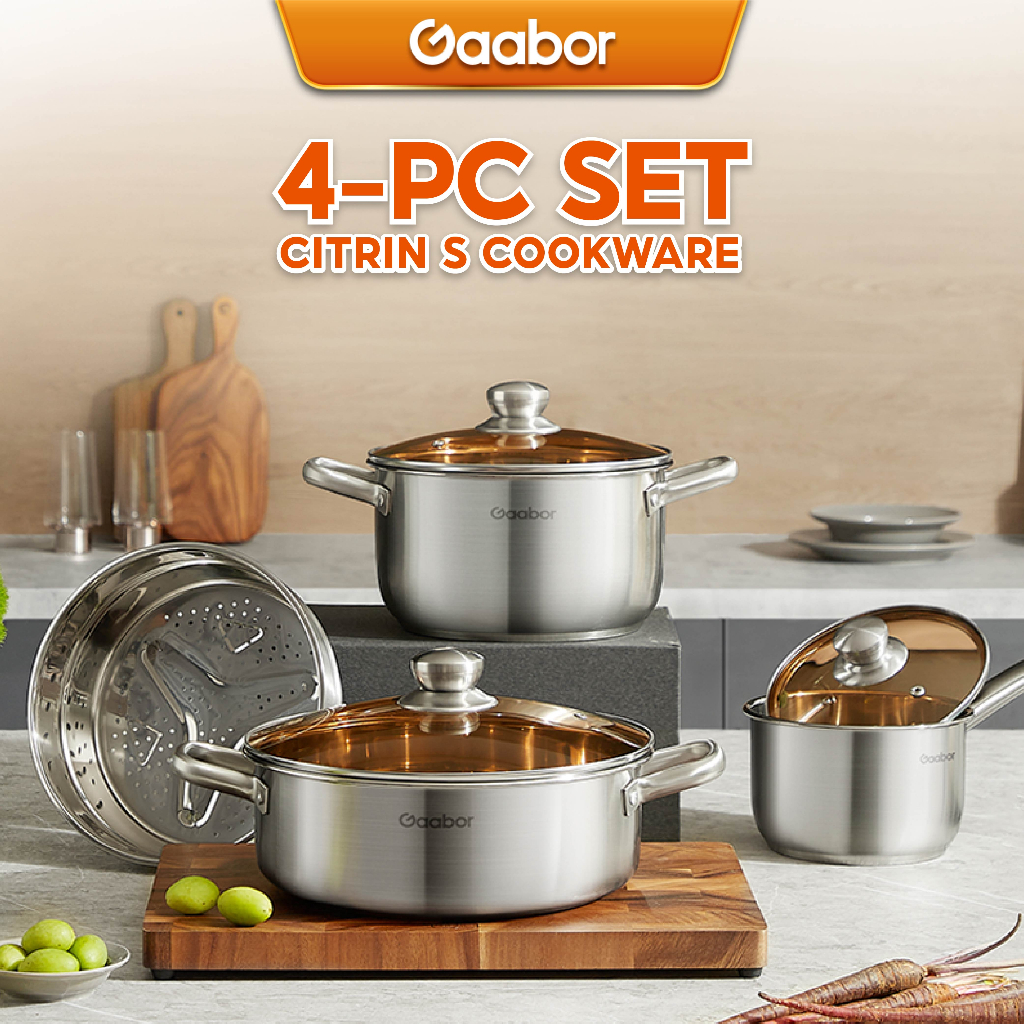 Gaabor Citrin Cookware Non Stick Home Cooking 4-Piece Set | Shopee ...