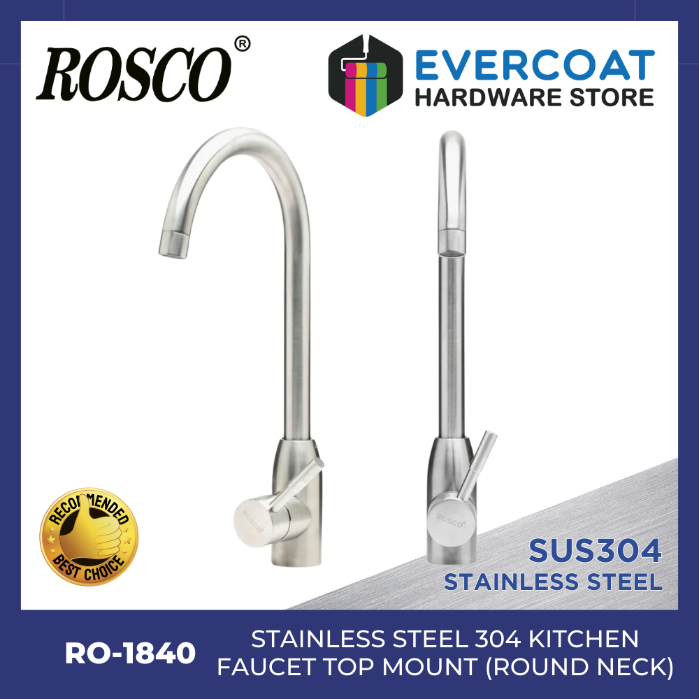 RO-1840 Rosco Stainless Steel 304 Kitchen Faucet Top Mount (Round Neck ...