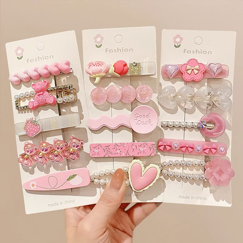 New Cute Pearl Hairpin Set with Rhinestone Side Clip for Lovely Girls ...