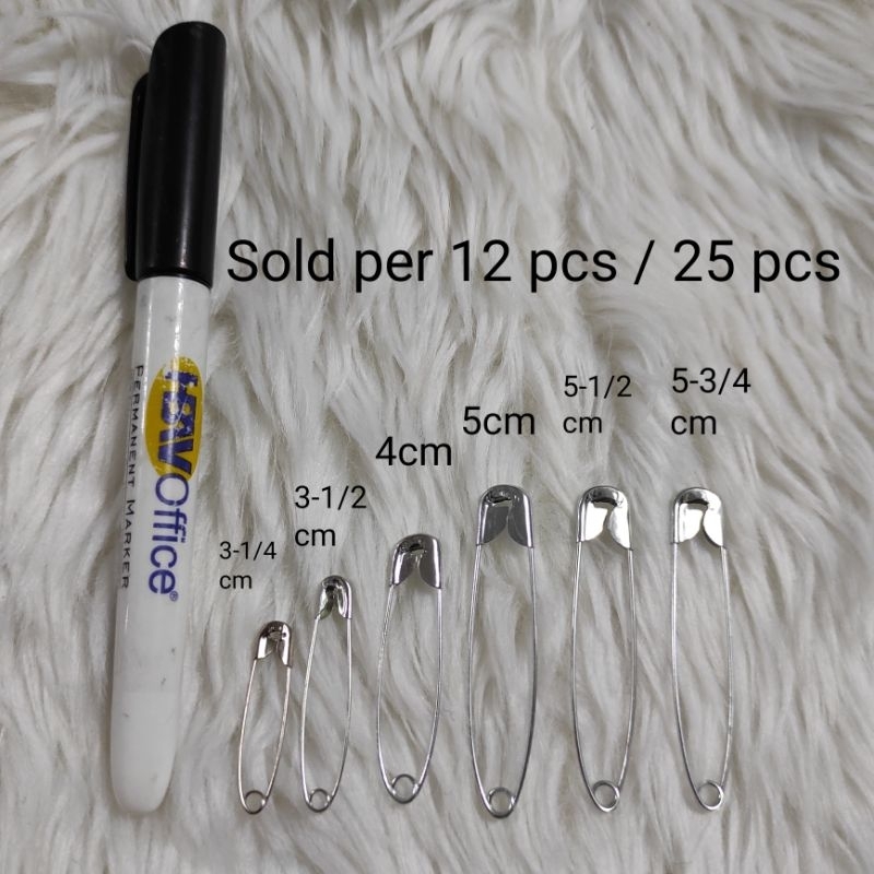 Safety Pins Metal Silver (Pardible) Sold per 12 / 25 Pcs. | Shopee ...
