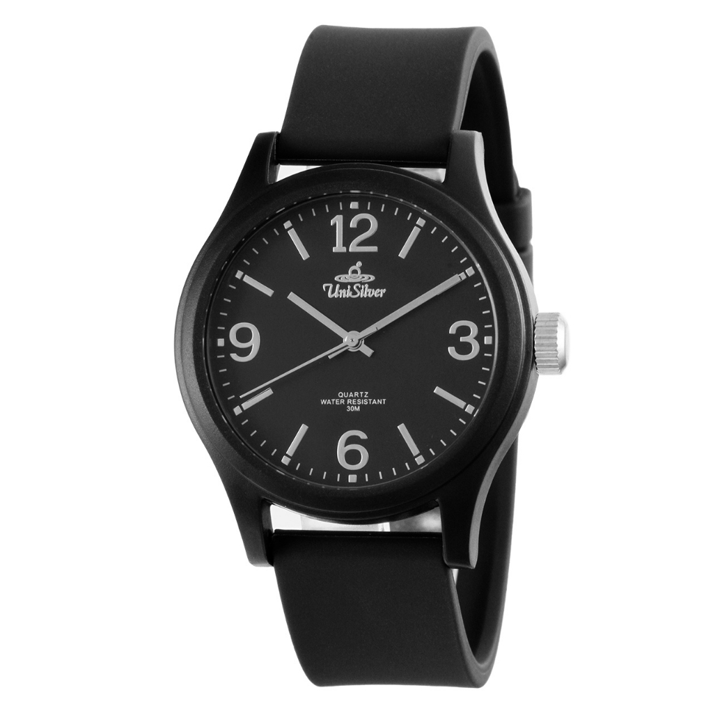 UniSilver TIME SURGE STINGER Unisex Large Analog Black Rubber KW4225 ...