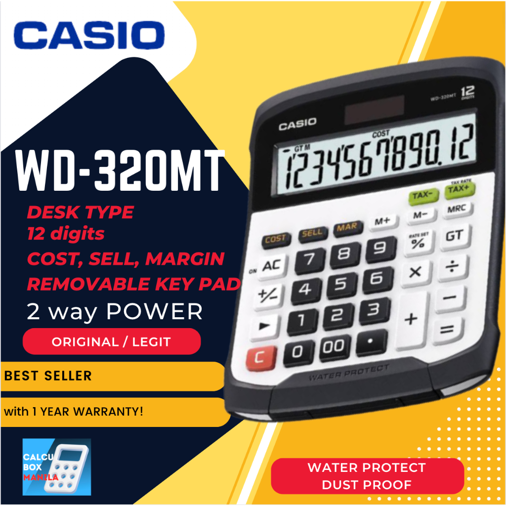 CASIO WD320MT WATER PROTECT AND DUST PROOF CALCULATOR ORIGINAL 12 ...