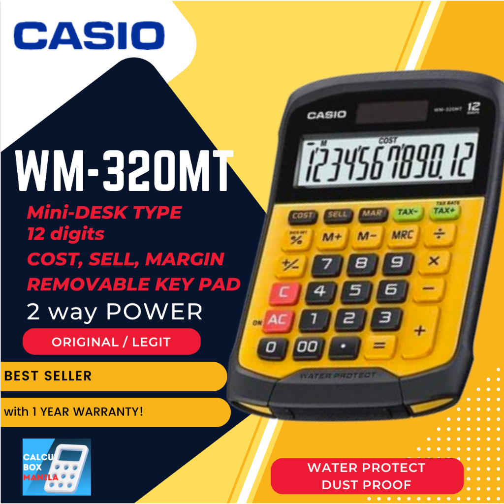 CASIO WM320MT WATER PROTECT AND DUST PROOF CALCULATOR ORIGINAL WITH 12 ...