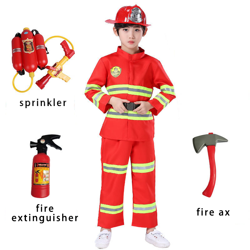 Kids Sam Fireman Costume Uniform Cosplay Children Clothing Boy Girl ...