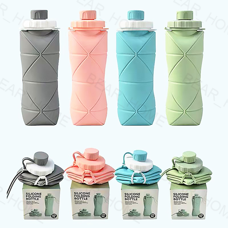 600ML Foldable Tumbler Silica Gel Foldable Bottle Leak Proof Outdoor ...