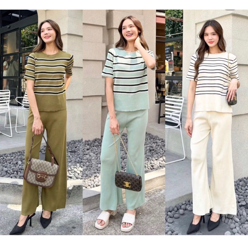 Only.Fashion Stripe Terno Pants #9712 | Shopee Philippines