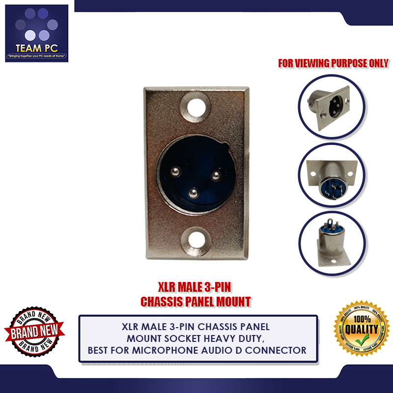 TEAM PC XLR MALE 3-PIN CHASSIS PANEL MOUNT SOCKET HEAVY DUTY, BEST FOR ...