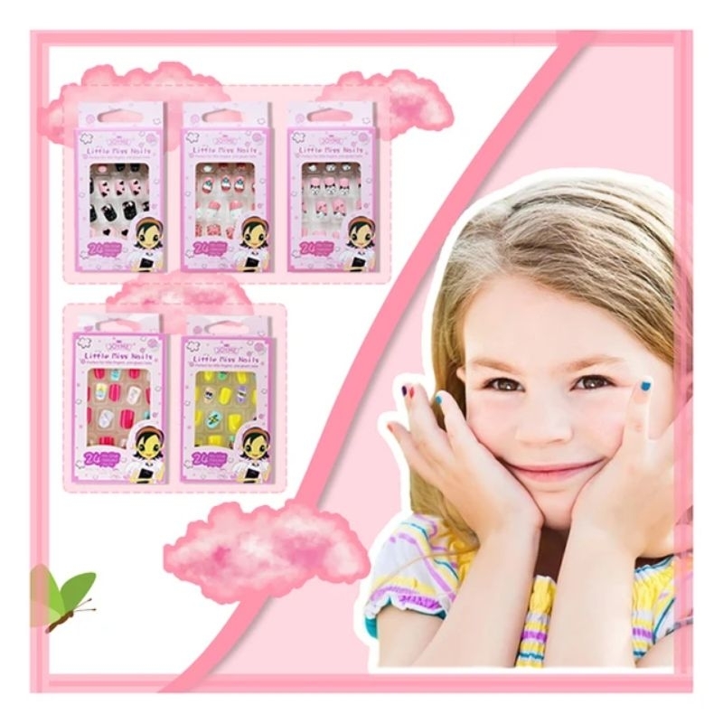 12pcs nail FAKENAILS for kids or teens film detacble back film girls ...