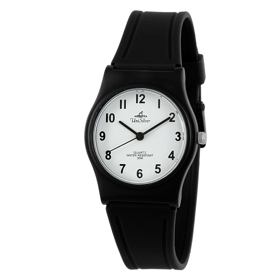 UniSilver TIME Women's Small Black/White Analog Rubber Watch KW4655 ...