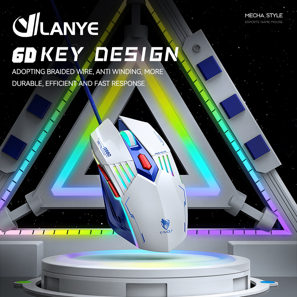 【XMT】T-Wolf G560 Wired Mouse With RGB LED Light Comfortable Touch Mice ...