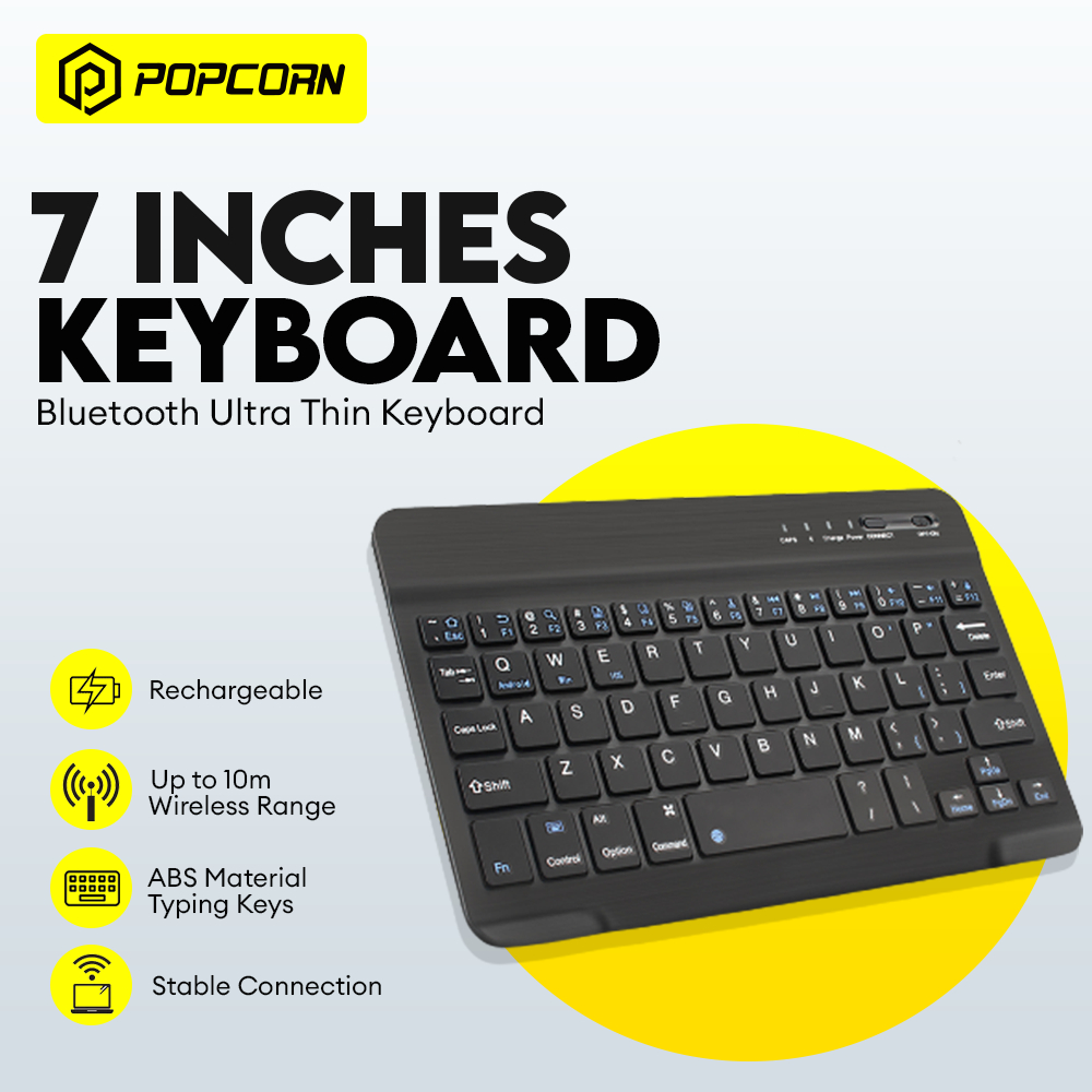 Popcorn 10 Inches Keyboard And Mouse Set Wireless Slim Portable Bluetooth Keyboard Mouse Set
