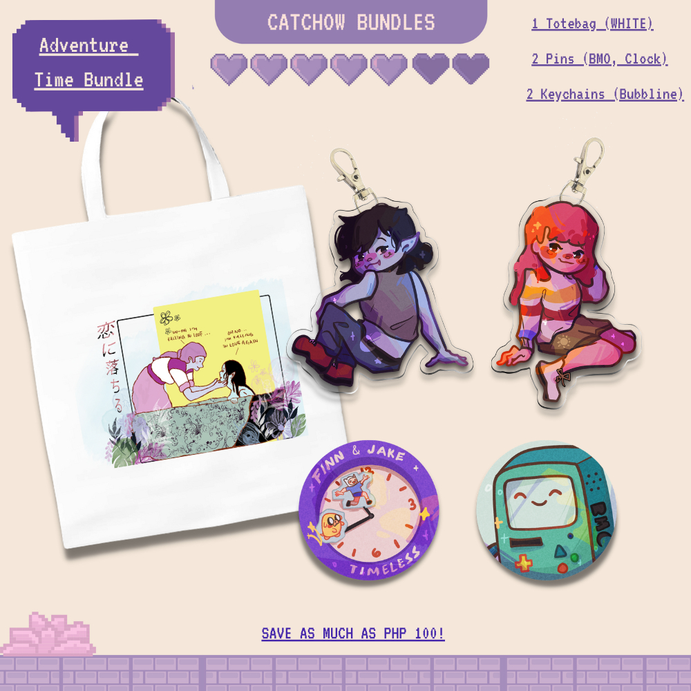 Adventure Time Assorted Bubbline Merch Bundle (Totebag, Pins, Charm ...
