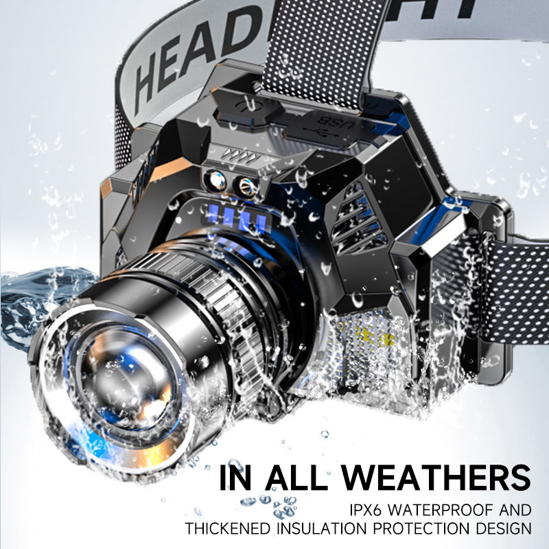 WBIKE P6 Zoom Headlamp Flashlight Strong Headlight Fishing Water Proof ...