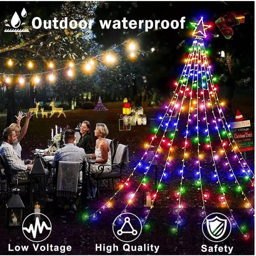 SOLAR LED Five Pointed Star Outdoor Garden LIGHT Waterfall Light ...