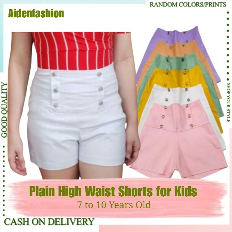 Plain High Waist Shorts for Kids/Girls/7-10 Years Old-ASHLEY | Shopee ...