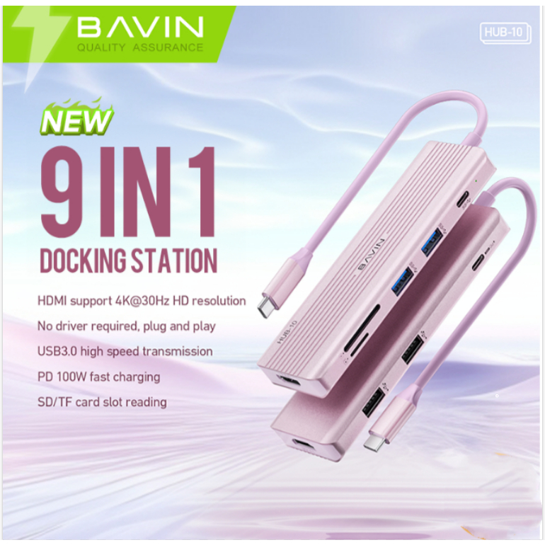 BAVIN 6 In 1/ 9 in 1 Multi-function Hub Adapter W/ HDMI 4K 30Hz / 100W ...