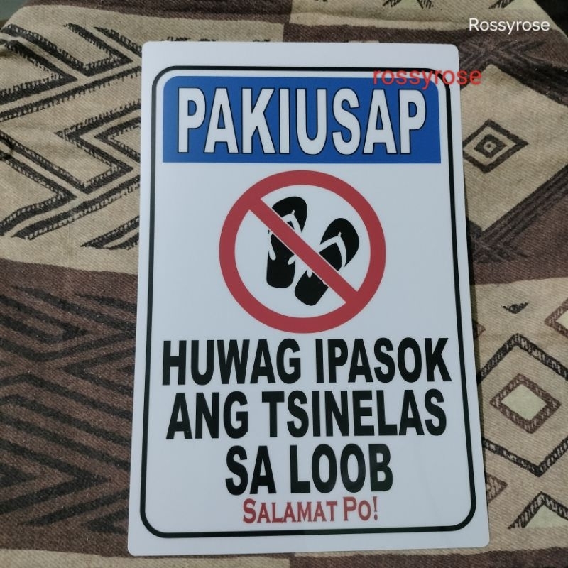 PVC Huwag Ipasok ang Tsinelas Sa Loob PVC Plastic Signage (7.8x11 ...