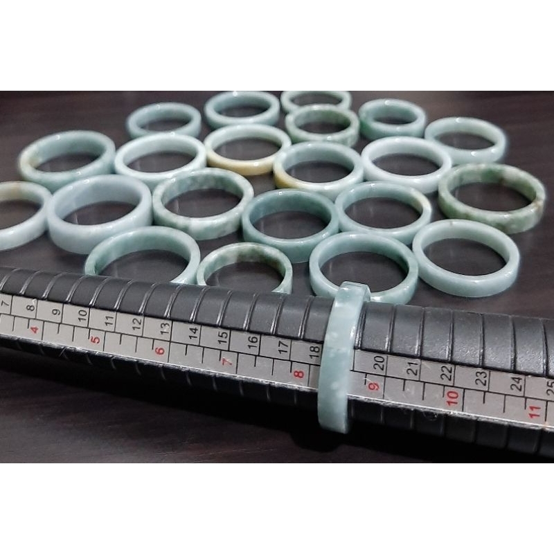 ♡KLF888♡ Natural Burmese Blue Water Jadeite Jade Flat Bangle Ring ...