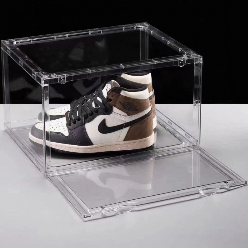 Acrylic shoe box Magnetic front drop shoe box Stackable large sneaker ...