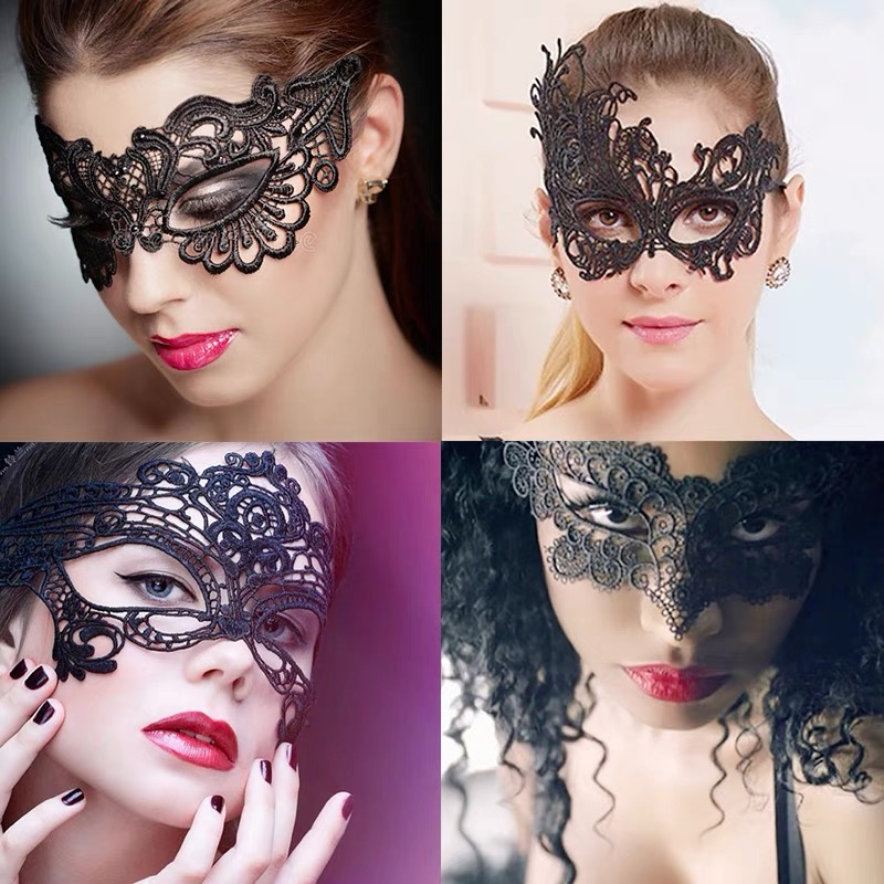 Adult Party Lace Mask Half Face Masquerade Halloween Props Black Eye ...