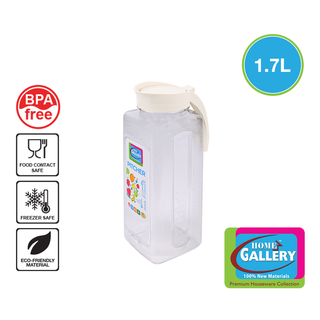 Home Gallery Water Pitcher Polyethylene 1.7L BPA Free Wide Mouth Water Pitcher PNP3325TH/10 ...