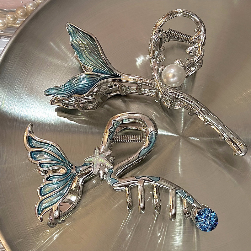 13cm NEW Fish Tail Metal Grab Clip Large Hair Clip Pearl Shark Clip ...