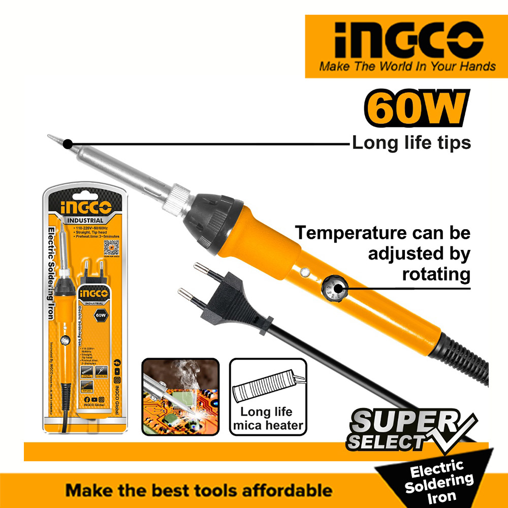 INGCO Electric Soldering Iron 60W | 100W Adjustable Temperature Welding ...