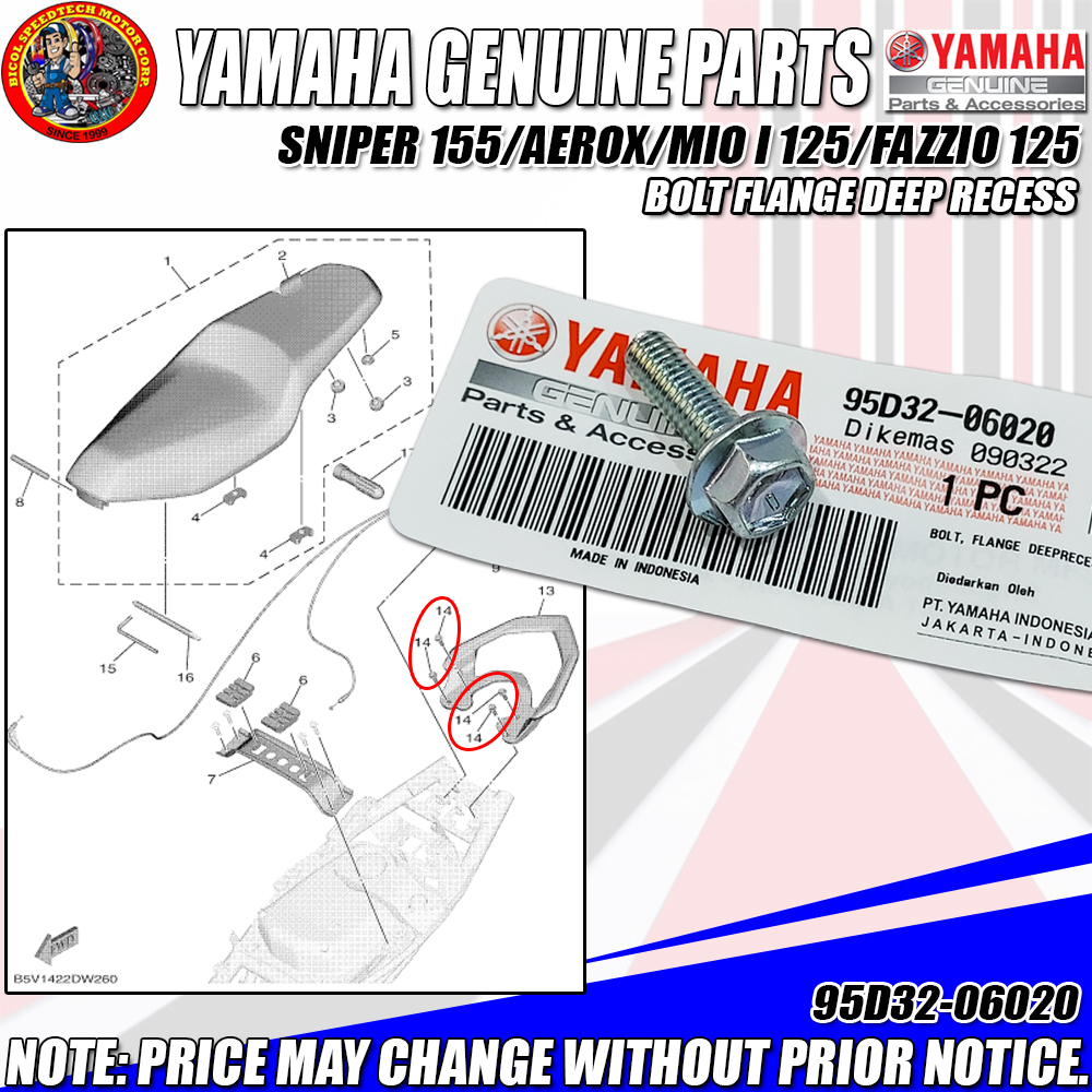 SNIPER 155/AEROX/MIO I 125/FAZZIO 125 BOLT FLANGE DEEP RECESS (YGP ...
