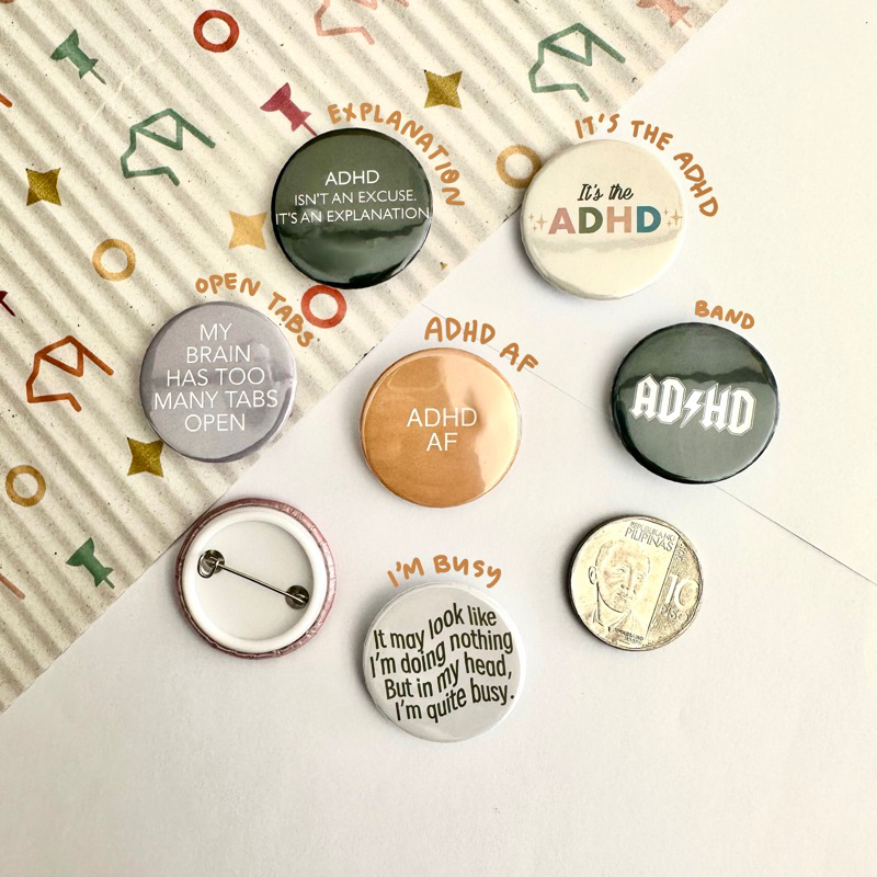 ADHD Button Pin | Neurodivergent Button Pin | 1.25 inches | Shopee Philippines