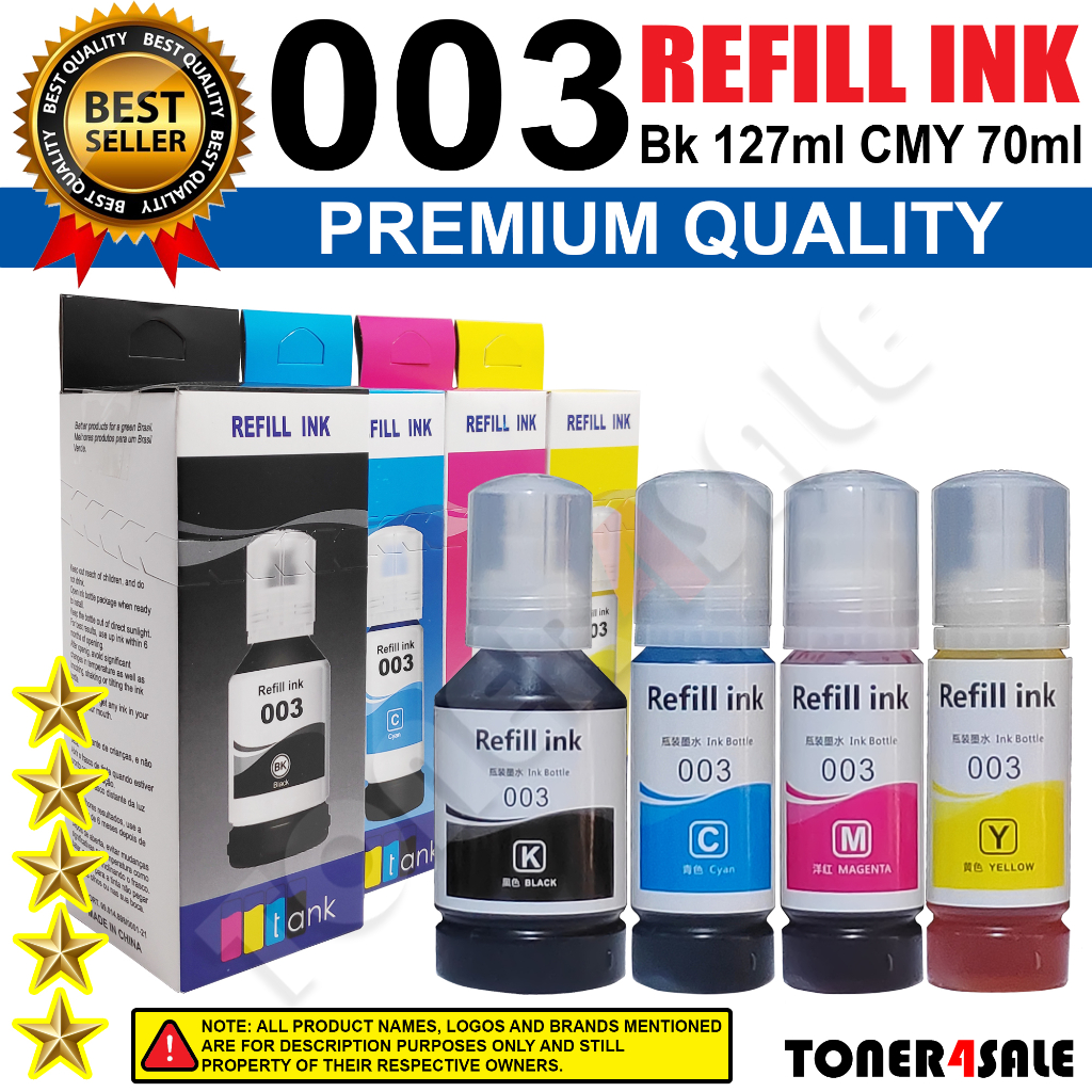 New Premium Refill ink 003 for L3110 L3210 L1110 L1210 L1250 L3216 ...