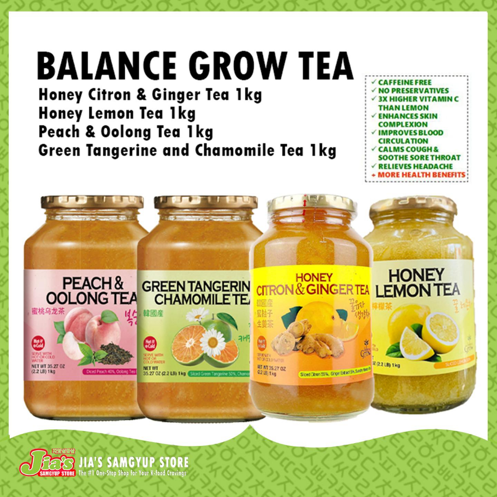 JSMS Korean Tea Honey Citron Ginger Tea, Green Tea and Chamomile Tea ...